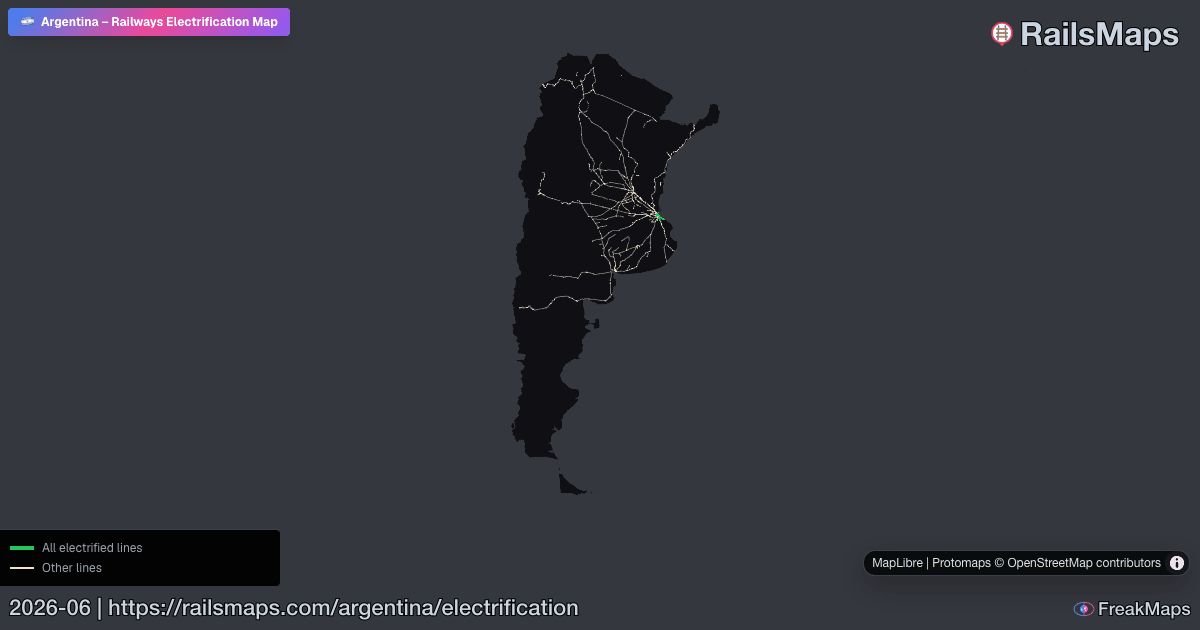 Argentina Railway Electrification Map — AC & DC Systems | RailsMaps