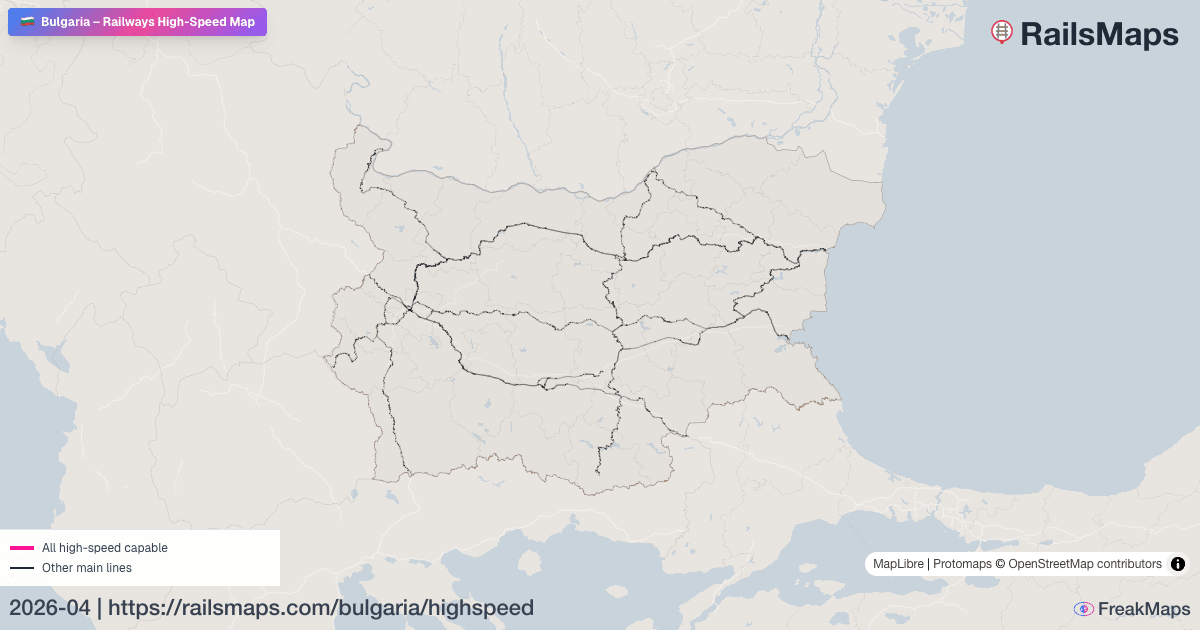 Bulgaria High-Speed Rail Map — HSR Lines & Fast Train Corridors | RailsMaps