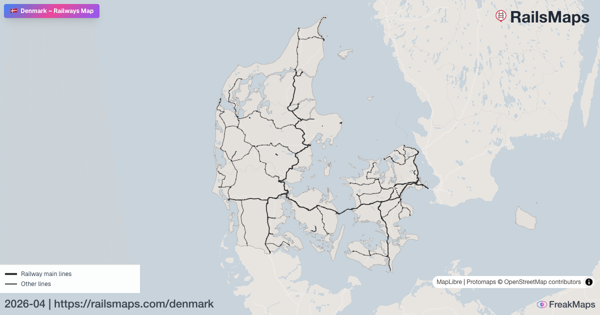 Denmark Railway Map — Train & Rail Network | RailsMaps