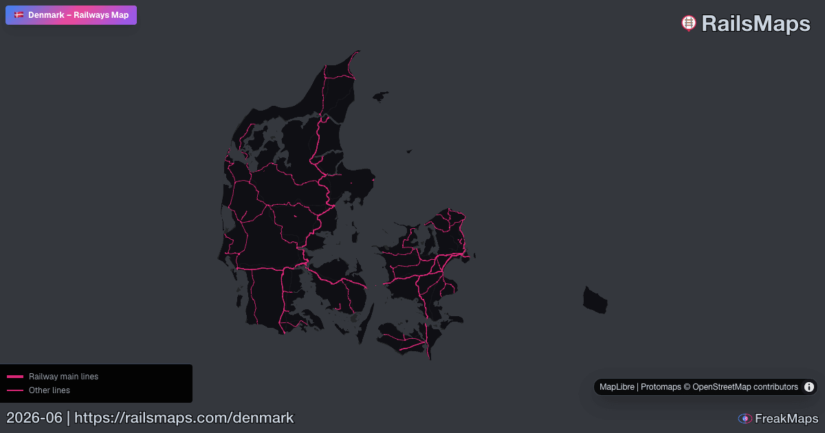 Denmark Railway Map — Train & Rail Network | RailsMaps