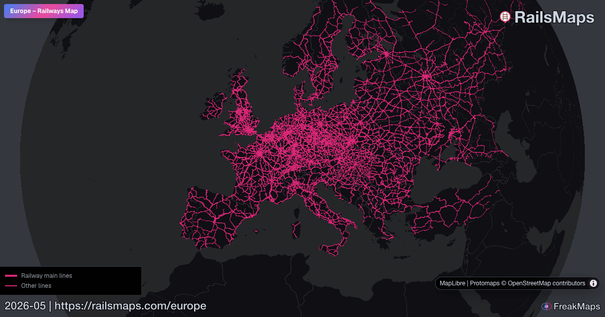 Europe Railway Map — Train & Rail Network | RailsMaps
