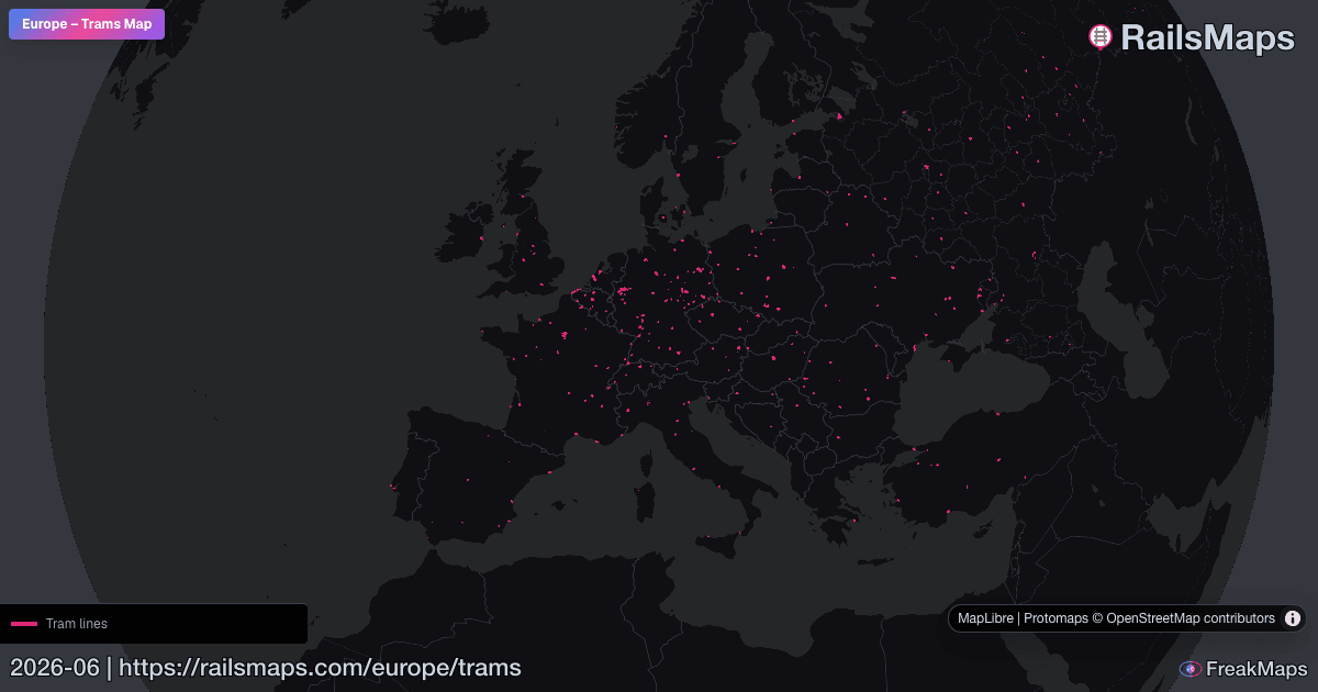 Europe Tram Map — Tram Routes & Streetcar Network | RailsMaps
