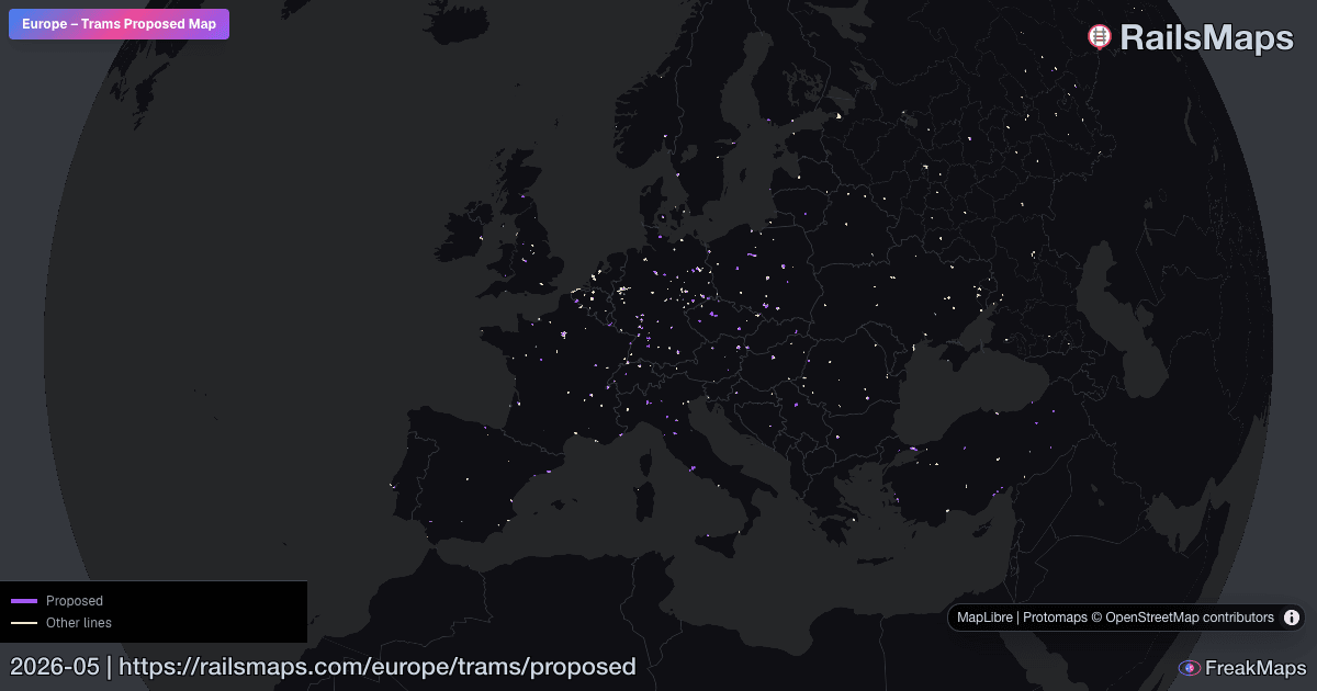 Europe Proposed Tram Lines — Planned Streetcar Routes | RailsMaps