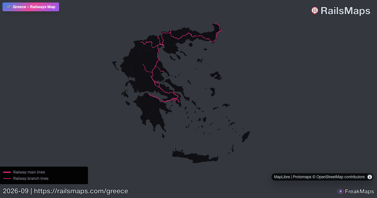 Greece Railway Map — Train & Rail Network | RailsMaps