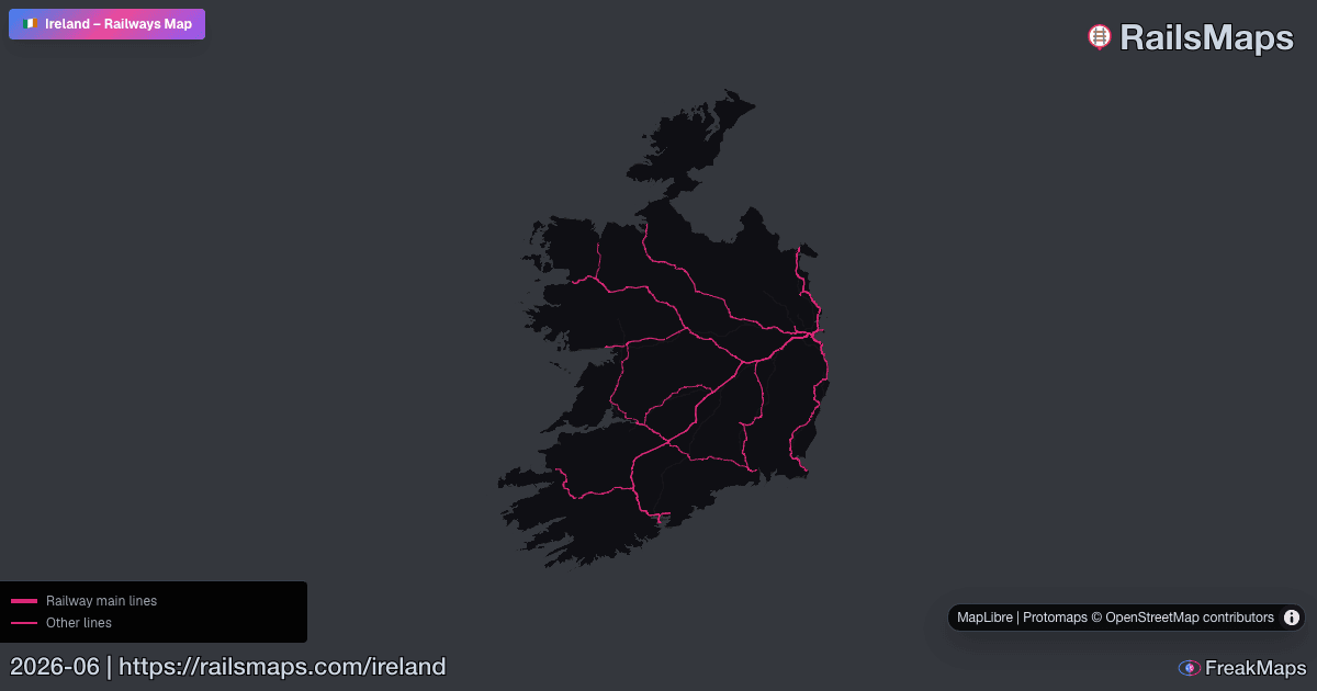 Ireland Railway Map — Train & Rail Network | RailsMaps