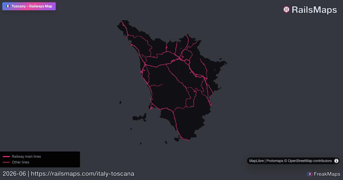 Tuscany Railway Map — Train & Rail Network | RailsMaps