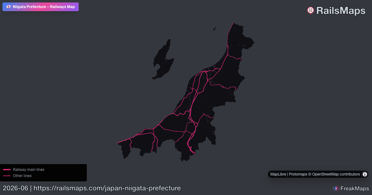 Niigata Prefecture Railway Map — Train & Rail Network | RailsMaps