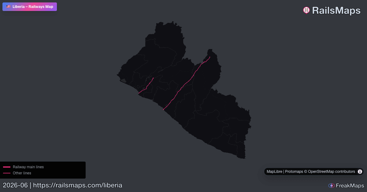 Liberia Railway Map — Train & Rail Network | RailsMaps