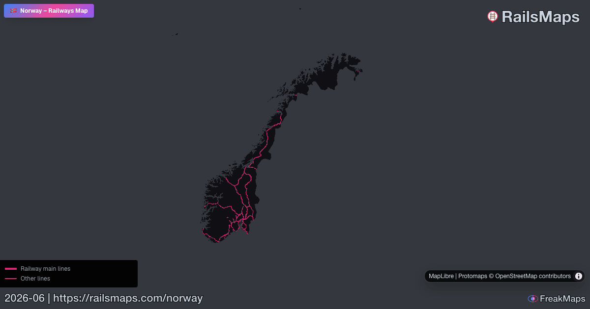 Norway Railway Map — Train & Rail Network | RailsMaps