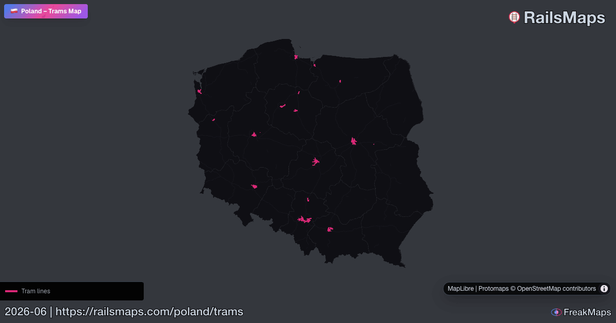 Poland Tram Map — Tram Routes & Streetcar Network | RailsMaps