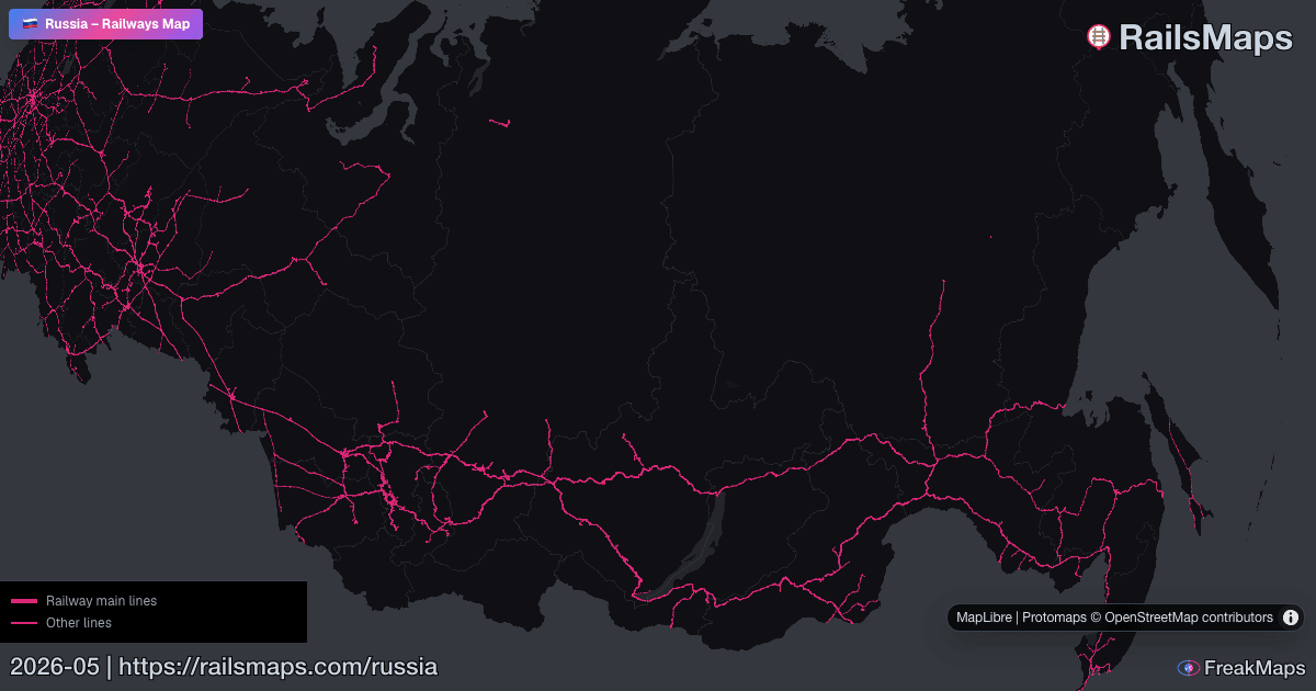 Rússia - Mapa de Trens e Ferrovias | RailsMaps