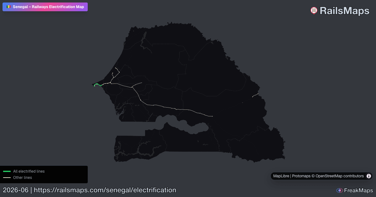 Senegal Railway Electrification Map — AC & DC Systems | RailsMaps
