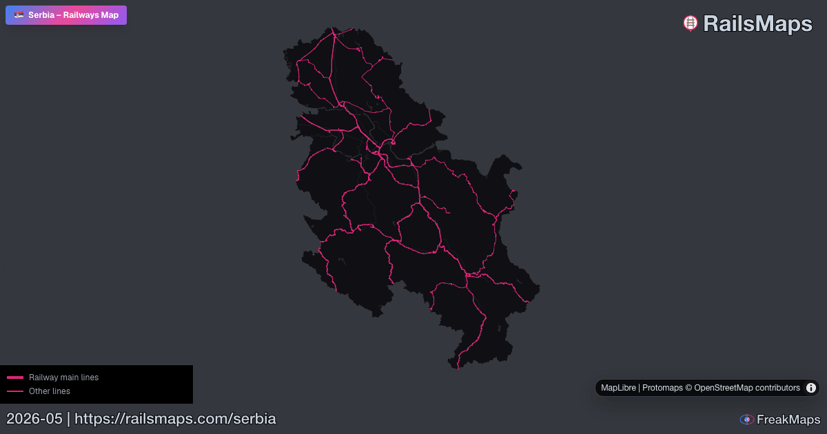 Serbia Railway Map — Train & Rail Network | RailsMaps