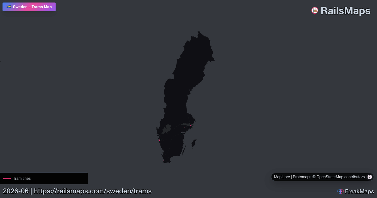 Sweden Tram Map — Tram Routes & Streetcar Network | RailsMaps