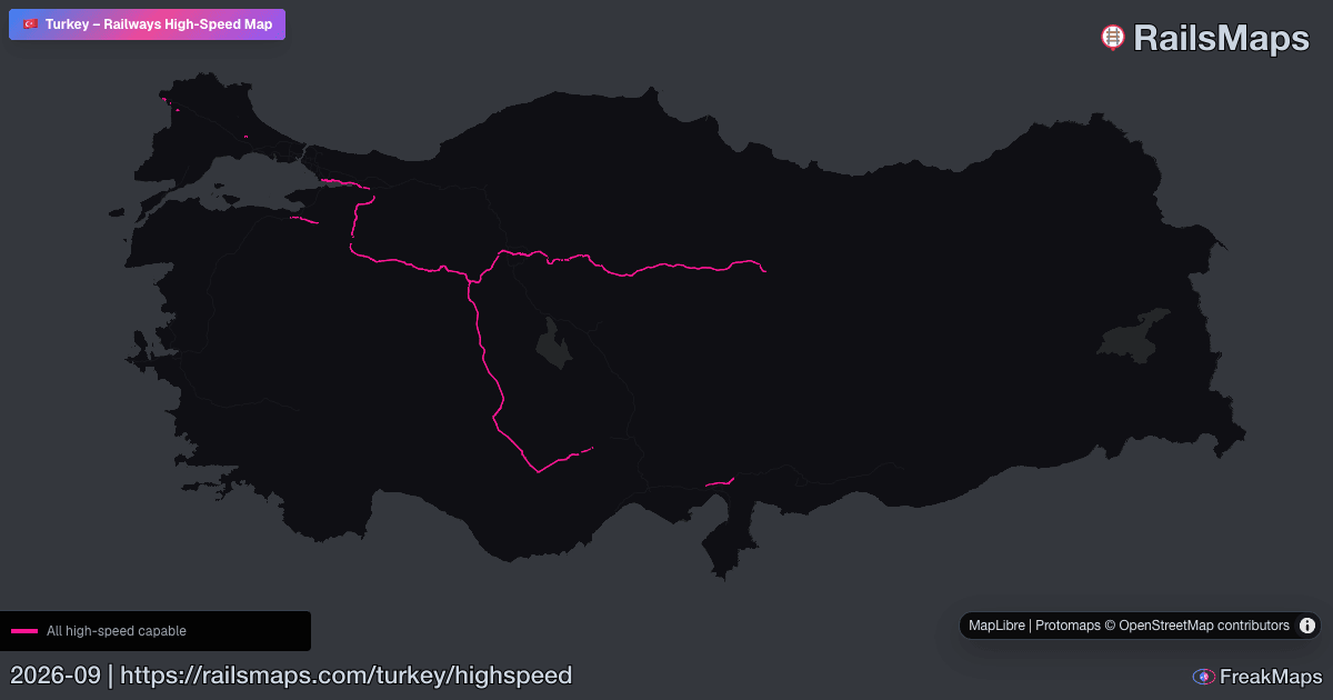 Turkey High-Speed Rail Map — HSR Lines & Fast Train Corridors | RailsMaps