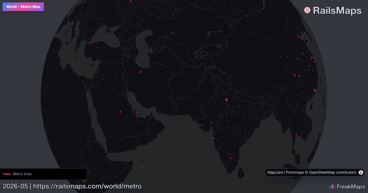 World Metro Map — Subway, Underground & Rapid Transit | RailsMaps